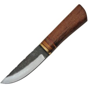 rite edge wood hunter skinner hunting knife w/leather sheath carbon steel blade - 8 1/2" overall