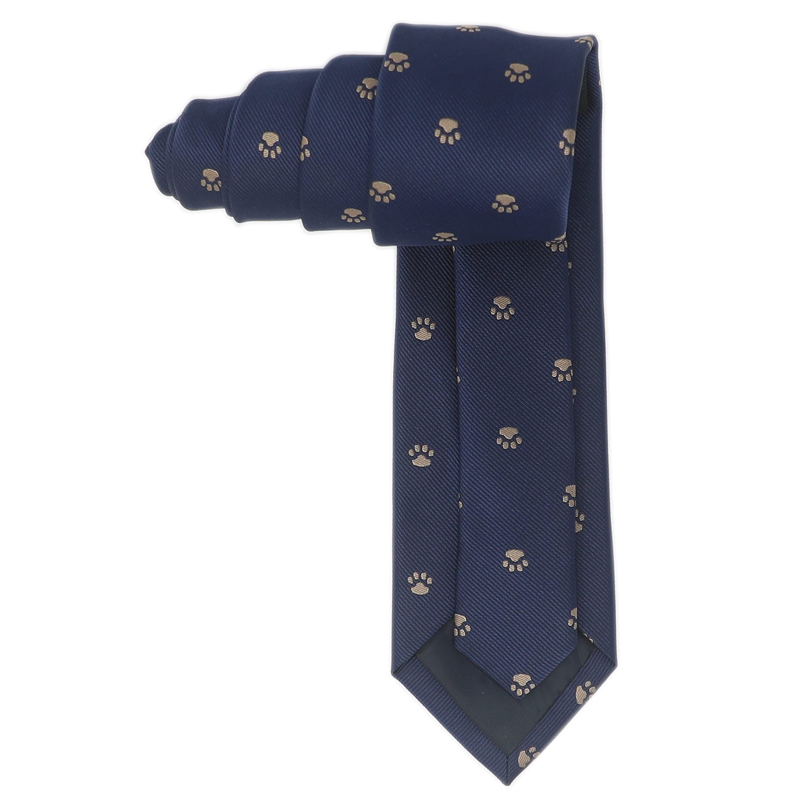 MENDEPOT Puppy Dog Paw Print Pattern Necktie With Gift Box Dog Foot Print Tie