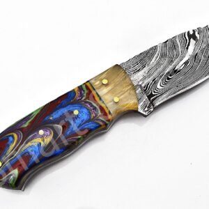 Smart & Sharp Custom Handmade Damascus Steel Hunting Knife/Skinning Knife AA-17216, 17217, 17218, 17219, 17220 and 17221 (Multi Color Resin)