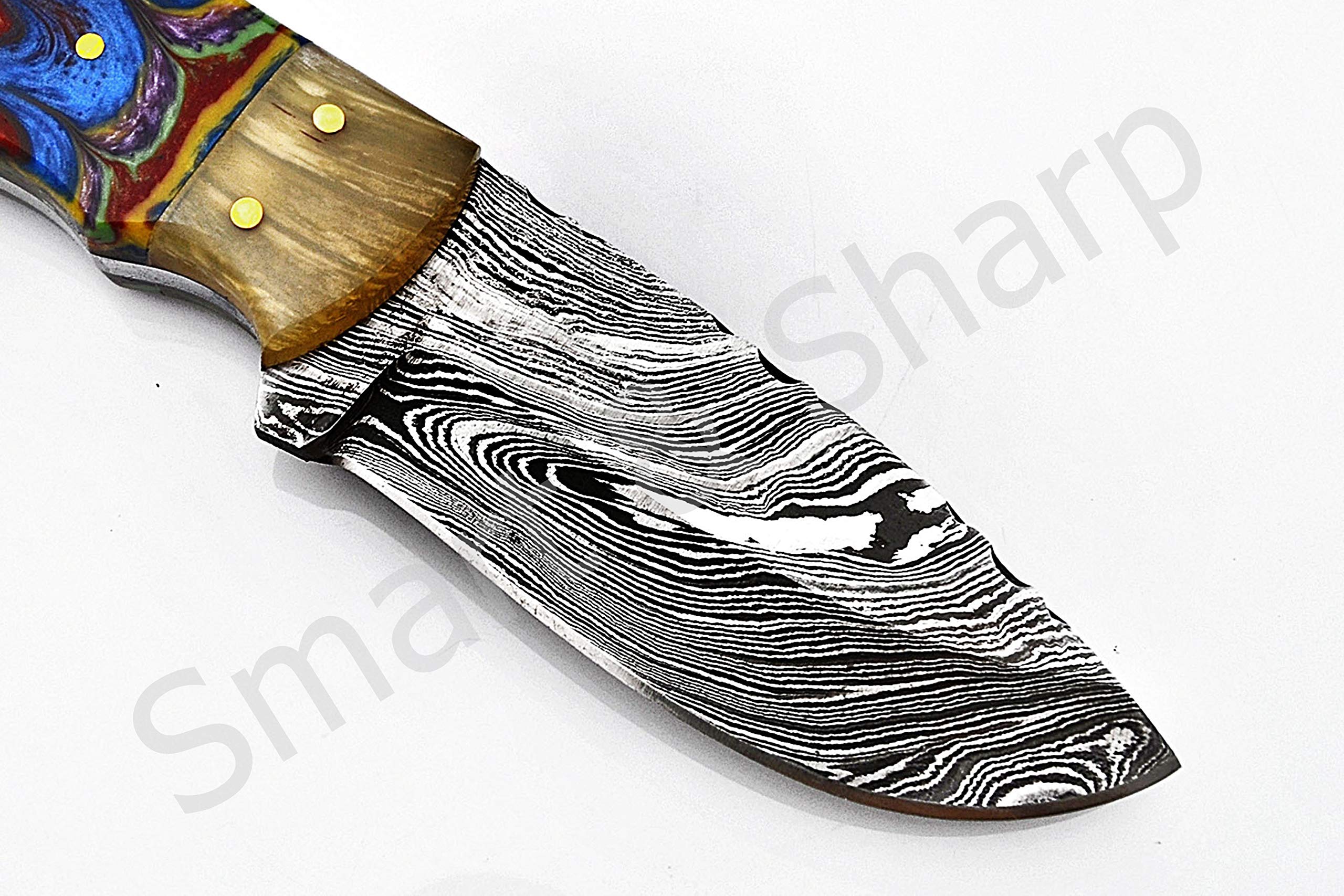 Smart & Sharp Custom Handmade Damascus Steel Hunting Knife/Skinning Knife AA-17216, 17217, 17218, 17219, 17220 and 17221 (Multi Color Resin)