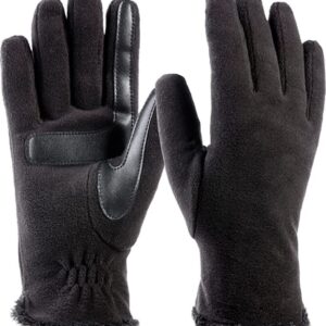 isotoner womens Stretch Fleece Glove - Microluxe Black One Size