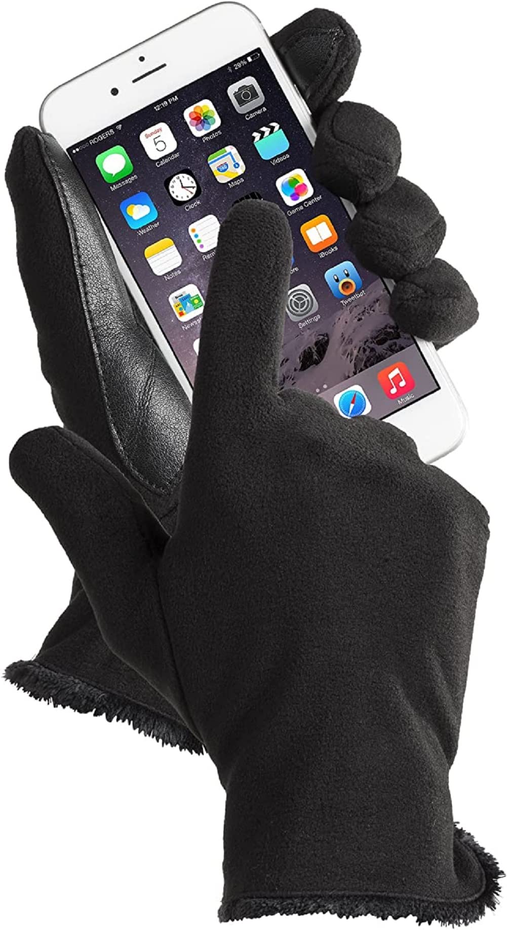 isotoner womens Stretch Fleece Glove - Microluxe Black One Size