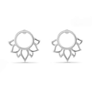 boma jewelry sterling silver lotus flower circle stud earrings