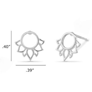 Boma Jewelry Sterling Silver Lotus Flower Circle Stud Earrings