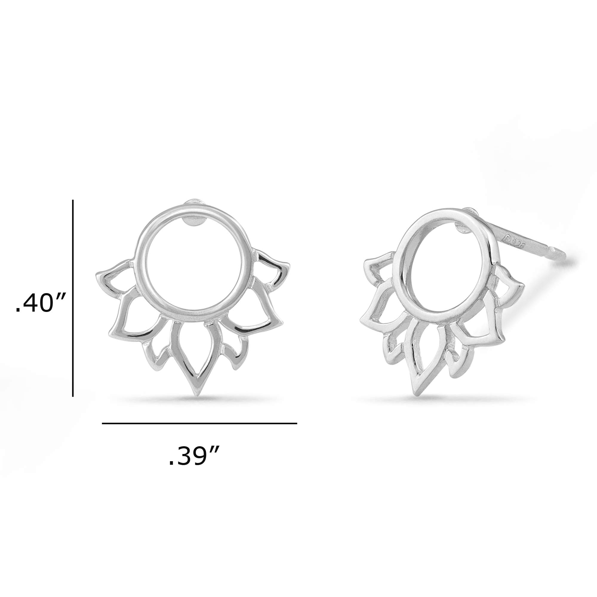 Boma Jewelry Sterling Silver Lotus Flower Circle Stud Earrings