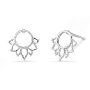 Boma Jewelry Sterling Silver Lotus Flower Circle Stud Earrings