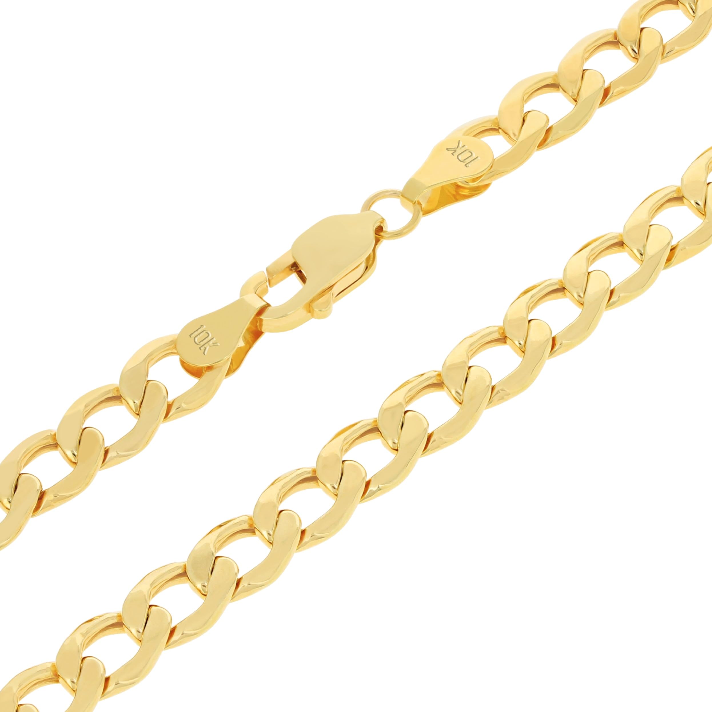 Nuragold 10k Yellow Gold 6.5mm Cuban Curb Link Chain Bracelet, Mens Womens Jewelry 7" 7.5" 8" 8.5" 9"