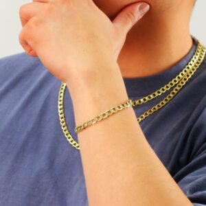 Nuragold 10k Yellow Gold 6.5mm Cuban Curb Link Chain Bracelet, Mens Womens Jewelry 7" 7.5" 8" 8.5" 9"