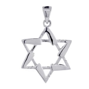 large jewish star of david hockey sticks charm in sterling silver