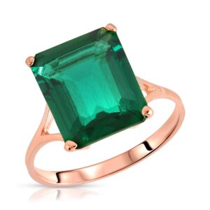 galaxy gold gg stunning 4.50 carats 14k solid rose gold brilliant emerald cut emerald solitaire ring with genuine vibrant emerald octagon shape anniversary engagement promise her him unisex (7)