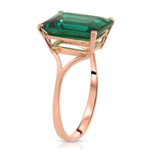 Galaxy Gold GG Stunning 4.50 Carats 14K Solid Rose Gold Brilliant Emerald Cut Emerald Solitaire Ring with Genuine Vibrant Emerald Octagon Shape Anniversary Engagement Promise Her Him Unisex (7)