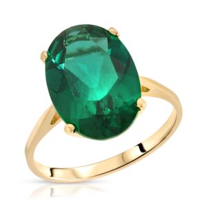 galaxy gold gg stunning 4.50 carats 14k solid yellow gold brilliant oval cut emerald solitaire ring with genuine vibrant emerald oval shape anniversary engagement promise her him unisex (8)