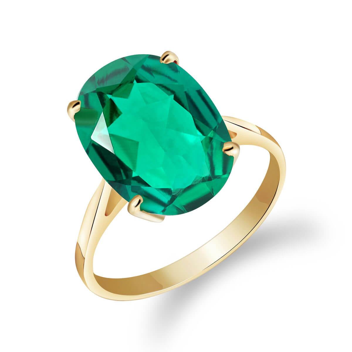 Galaxy Gold GG Stunning 4.50 Carats 14K Solid Yellow Gold Brilliant Oval Cut Emerald Solitaire Ring with Genuine Vibrant Emerald Oval Shape Anniversary Engagement Promise Her Him Unisex (8)