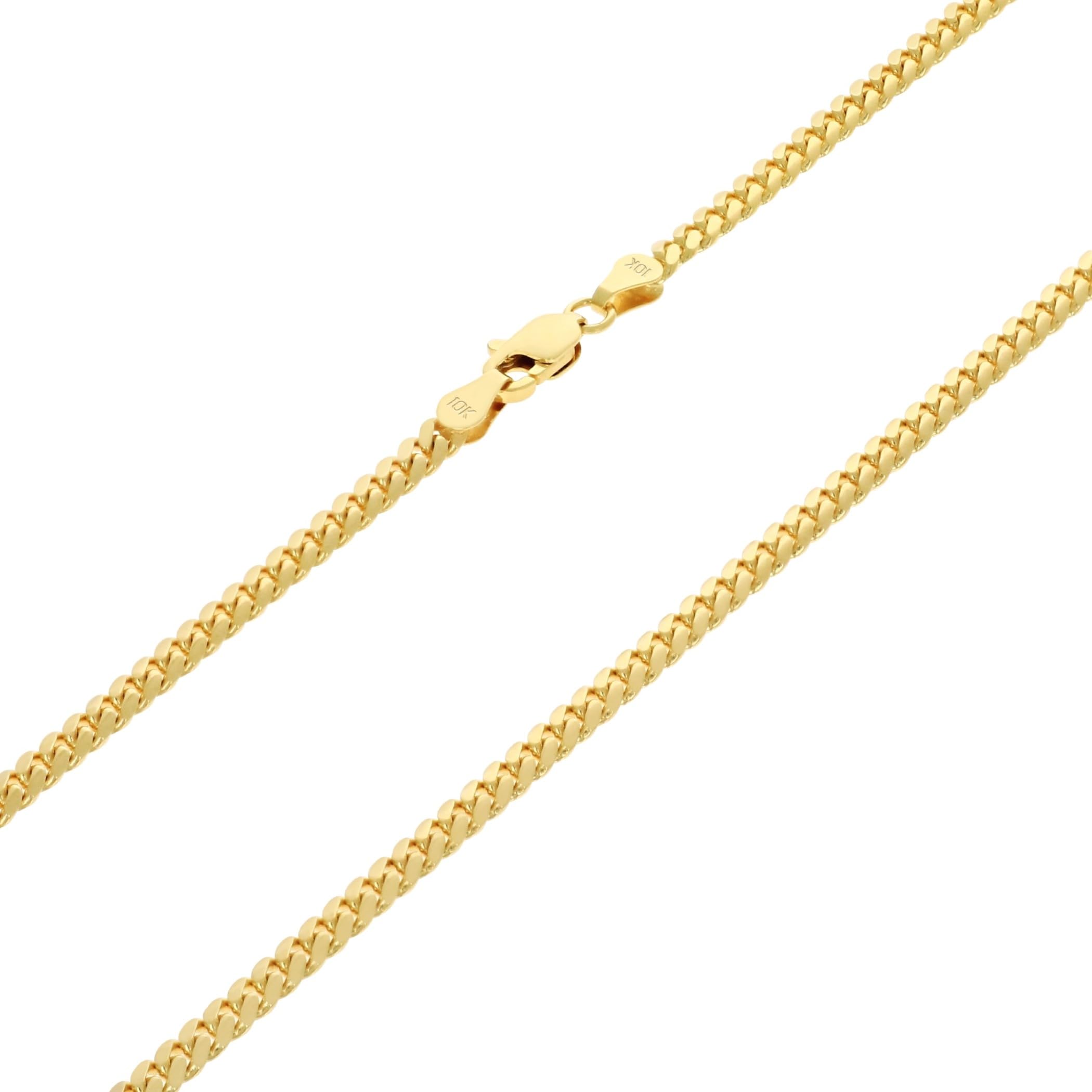 Nuragold 10k Yellow Gold 3.5mm Solid Miami Cuban Link Chain Pendant Necklace, Mens Womens Jewelry 16" 18"" 20" 22" 24" 26" 28" 30"