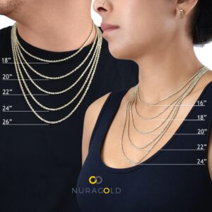 Nuragold 10k Yellow Gold 2.5mm Rope Chain Diamond Cut Necklace, Mens Womens Jewelry 16" 18" 20" 22" 24" 26" 28" 30"