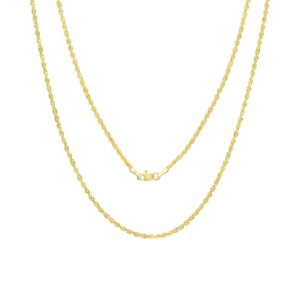 nuragold 10k yellow gold 2mm diamond cut rope chain lightweight necklace, mens womens jewelry 16" 18" 20" 22" 24" 26" 28" 30"