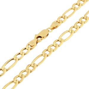 nuragold 10k yellow gold 5.5mm figaro chain link pendant necklace, mens womens jewelry 16" 18" 20" 22" 24" 26" 28" 30"