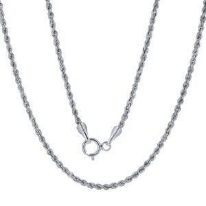 nuragold 10k white gold dainty 1.5mm rope chain diamond cut womens mens pendant necklace, 14" 16" 18" 20" 22" 24" 26"