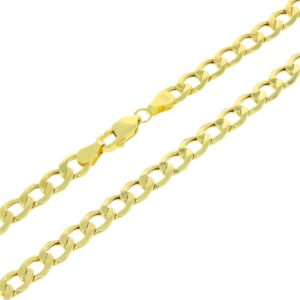 nuragold 10k yellow gold 5.5mm cuban curb link chain pendant necklace, mens womens jewelry 16" 18" 20" 22" 24" 26" 28" 30"