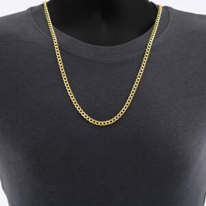 Nuragold 10k Yellow Gold 5.5mm Cuban Curb Link Chain Pendant Necklace, Mens Womens Jewelry 16" 18" 20" 22" 24" 26" 28" 30"