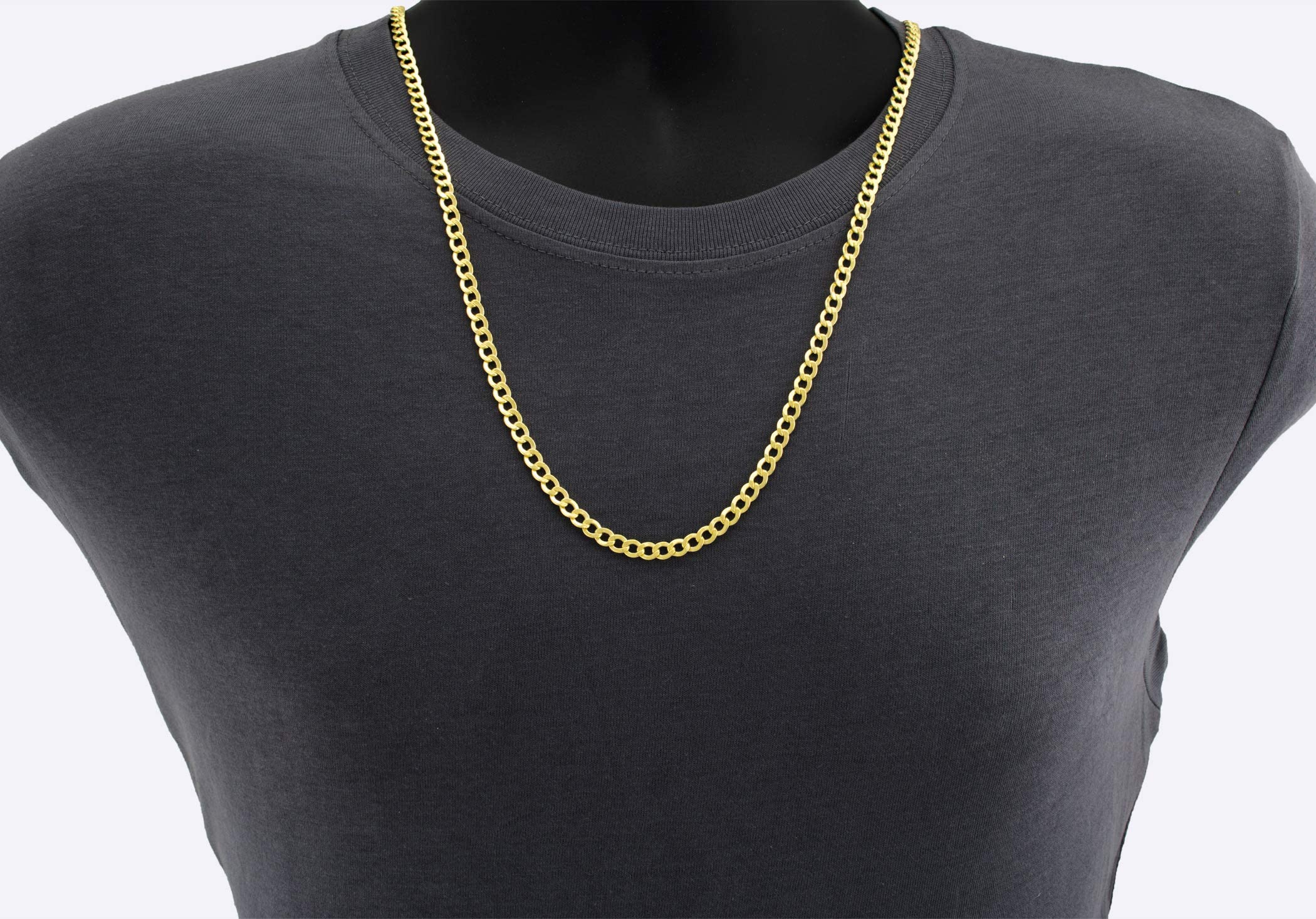 Nuragold 10k Yellow Gold 5.5mm Cuban Curb Link Chain Pendant Necklace, Mens Womens Jewelry 16" 18" 20" 22" 24" 26" 28" 30"