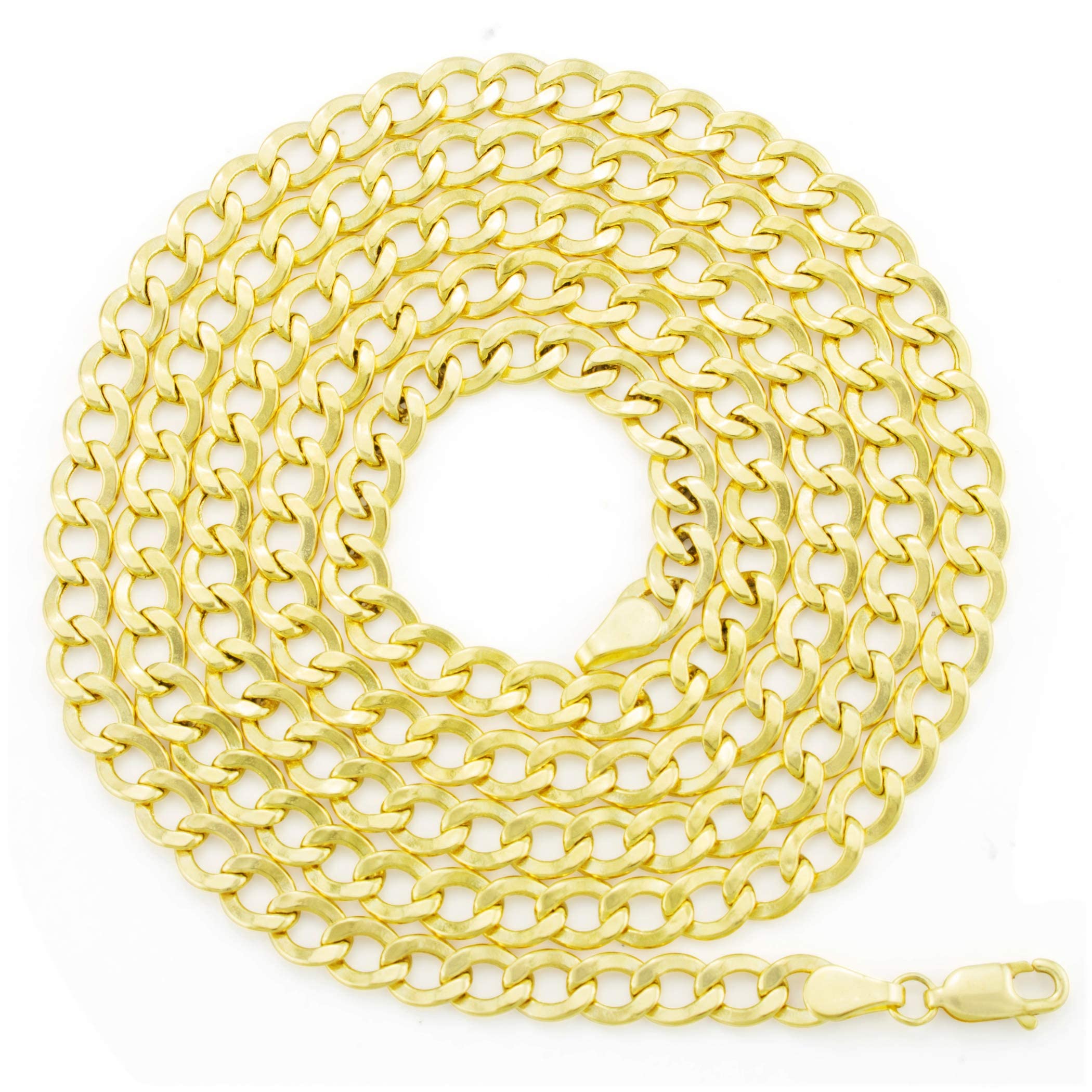 Nuragold 10k Yellow Gold 5.5mm Cuban Curb Link Chain Pendant Necklace, Mens Womens Jewelry 16" 18" 20" 22" 24" 26" 28" 30"