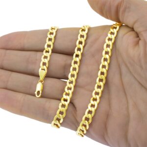 Nuragold 10k Yellow Gold 5.5mm Cuban Curb Link Chain Pendant Necklace, Mens Womens Jewelry 16" 18" 20" 22" 24" 26" 28" 30"