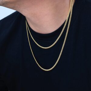 Nuragold 14k Yellow Gold 4mm Miami Cuban Link Chain Pendant Necklace, Mens Womens Jewelry 16" 18" 20" 22" 24" 26" 28" 30"