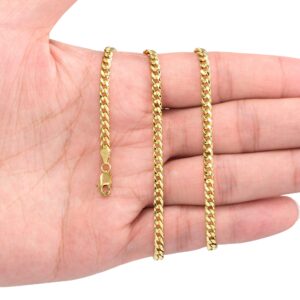 Nuragold 14k Yellow Gold 4mm Miami Cuban Link Chain Pendant Necklace, Mens Womens Jewelry 16" 18" 20" 22" 24" 26" 28" 30"