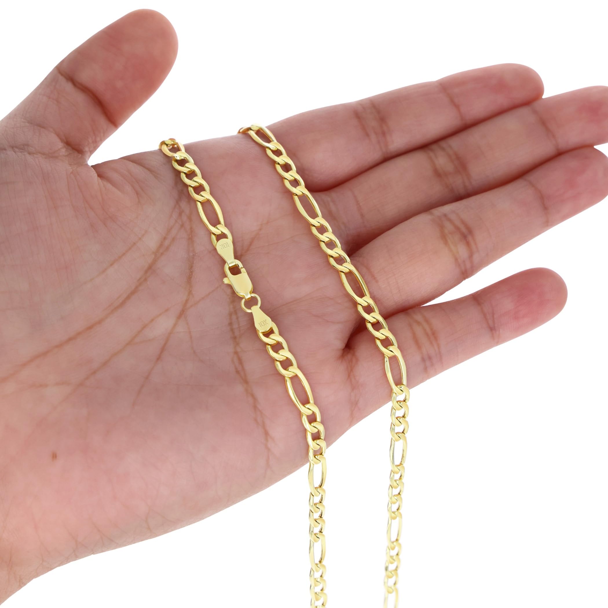 Nuragold 10k Yellow Gold 4.5mm Figaro Chain Link Bracelet, Womens Mens Jewelry 7" 7.5" 8" 8.5" 9"