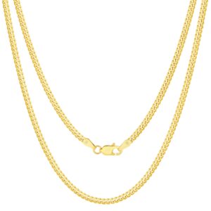 nuragold 14k yellow gold 2.7mm solid miami cuban link chain pendant necklace, mens womens jewelry 16" 18" 20" 22" 24" 26" 28" 30"