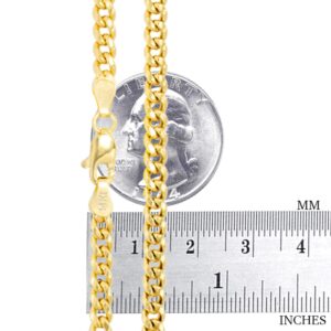 Nuragold 14k Yellow Gold 3.5mm Solid Miami Cuban Link Chain Pendant Necklace, Mens Womens Jewelry 16" 18" 20" 22" 24" 26" 28" 30"