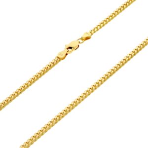 Nuragold 14k Yellow Gold 3.5mm Solid Miami Cuban Link Chain Pendant Necklace, Mens Womens Jewelry 16" 18" 20" 22" 24" 26" 28" 30"