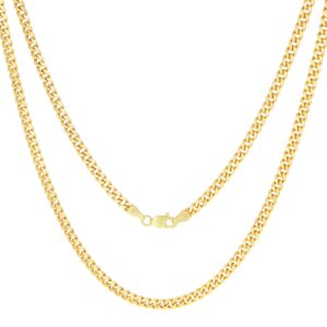 nuragold 10k yellow gold 4mm miami cuban link chain pendant necklace, mens womens jewelry 16" 18" 20" 22" 24" 26" 28" 30"