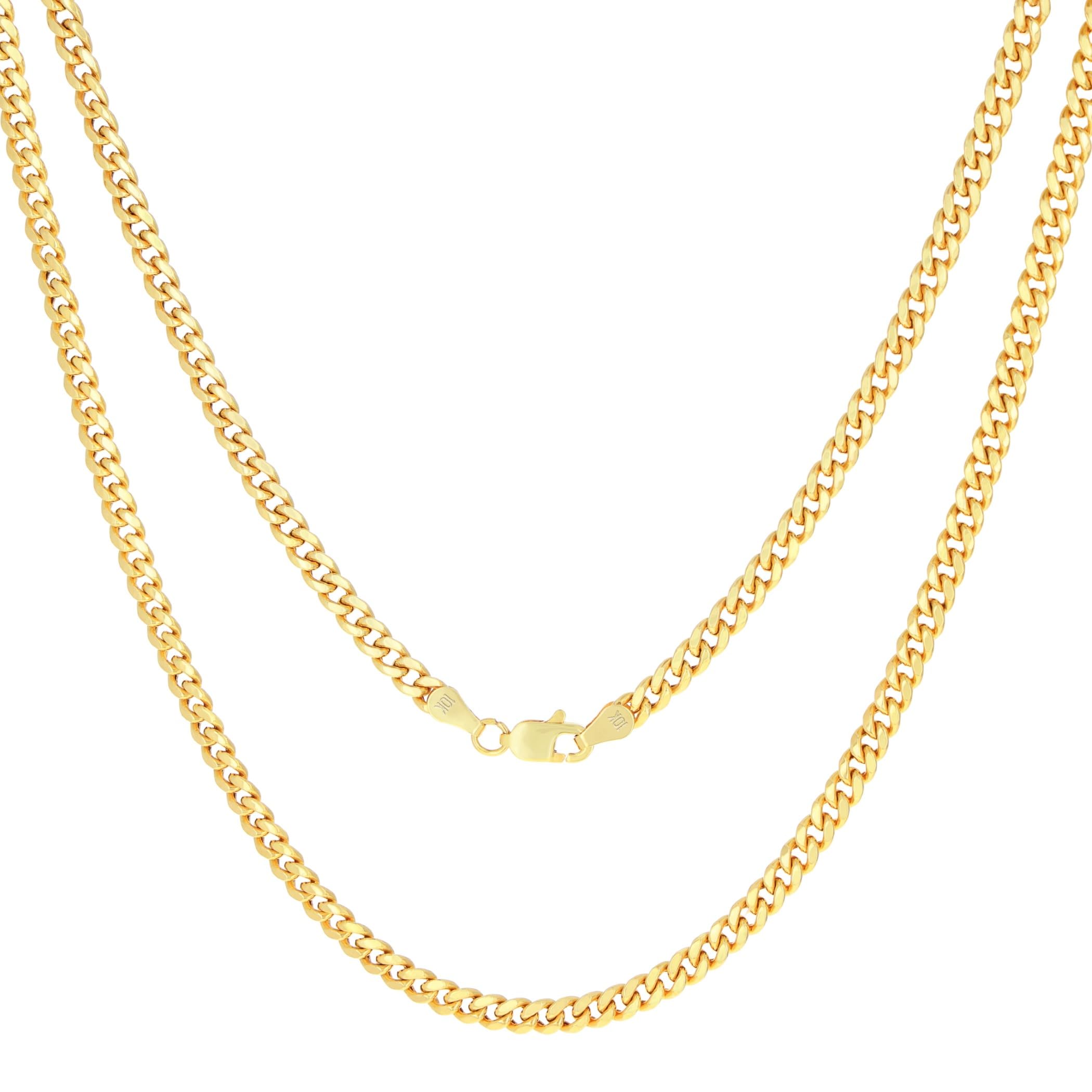 Nuragold 10k Yellow Gold 4mm Miami Cuban Link Chain Pendant Necklace, Mens Womens Jewelry 16" 18" 20" 22" 24" 26" 28" 30"