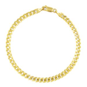 nuragold 10k yellow gold 5mm solid cuban curb link chain bracelet, mens womens jewelry 7" 7.5" 8" 8.5" 9"