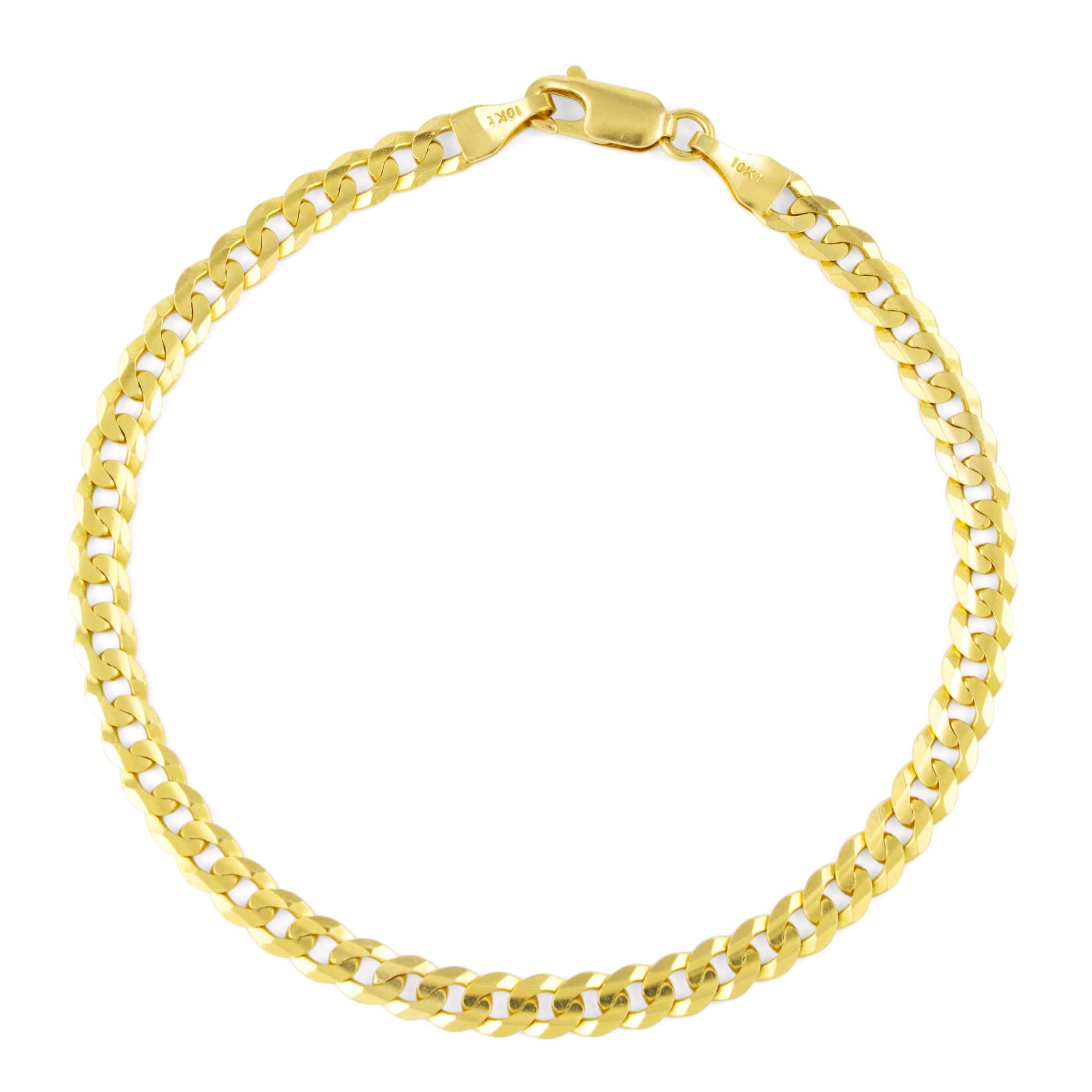 Nuragold 10k Yellow Gold 5mm Solid Cuban Curb Link Chain Bracelet, Mens Womens Jewelry 7" 7.5" 8" 8.5" 9"