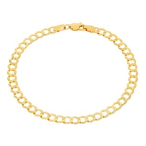 Nuragold 10k Yellow Gold 5mm Solid Cuban Curb Link Chain Bracelet, Mens Womens Jewelry 7" 7.5" 8" 8.5" 9"