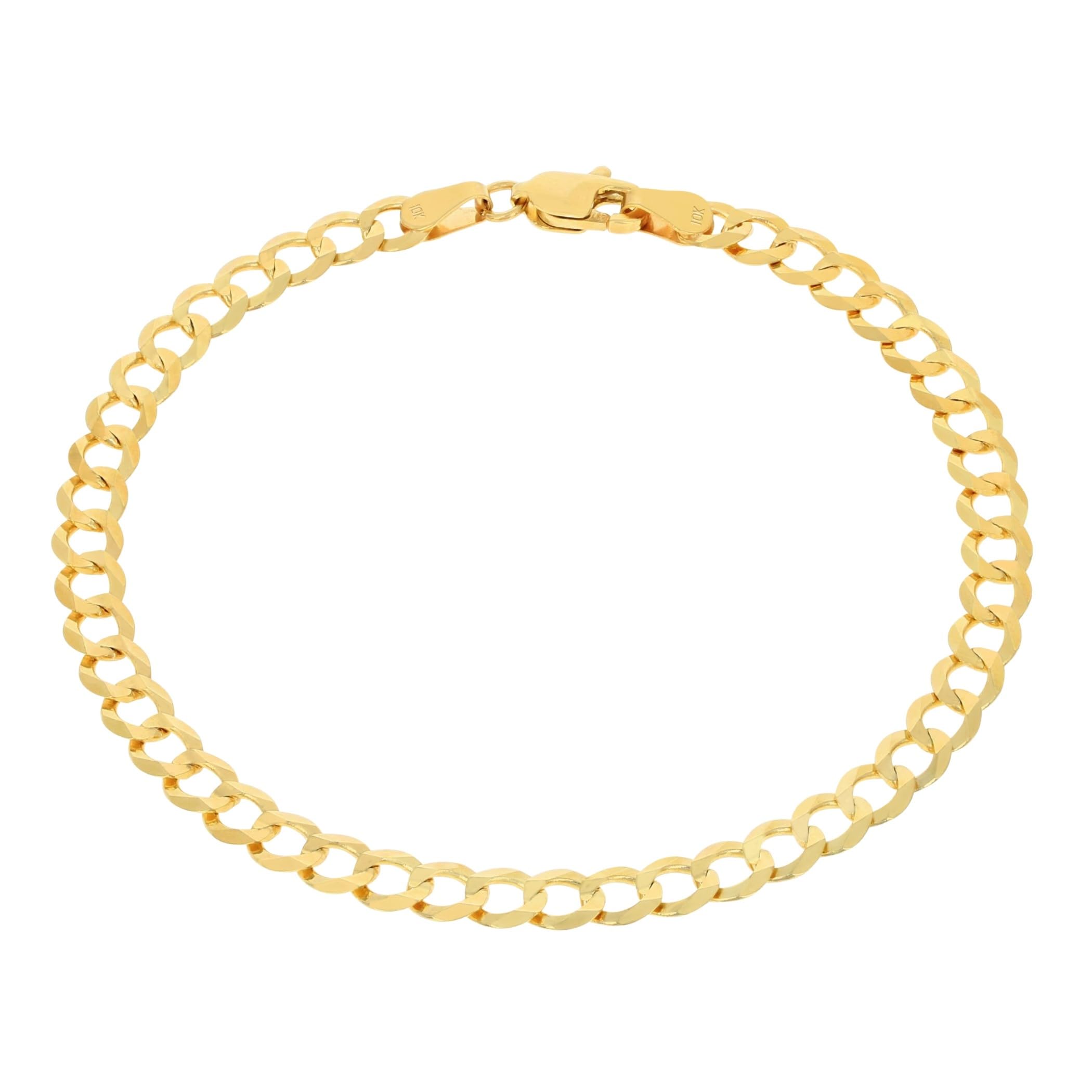 Nuragold 10k Yellow Gold 5mm Solid Cuban Curb Link Chain Bracelet, Mens Womens Jewelry 7" 7.5" 8" 8.5" 9"