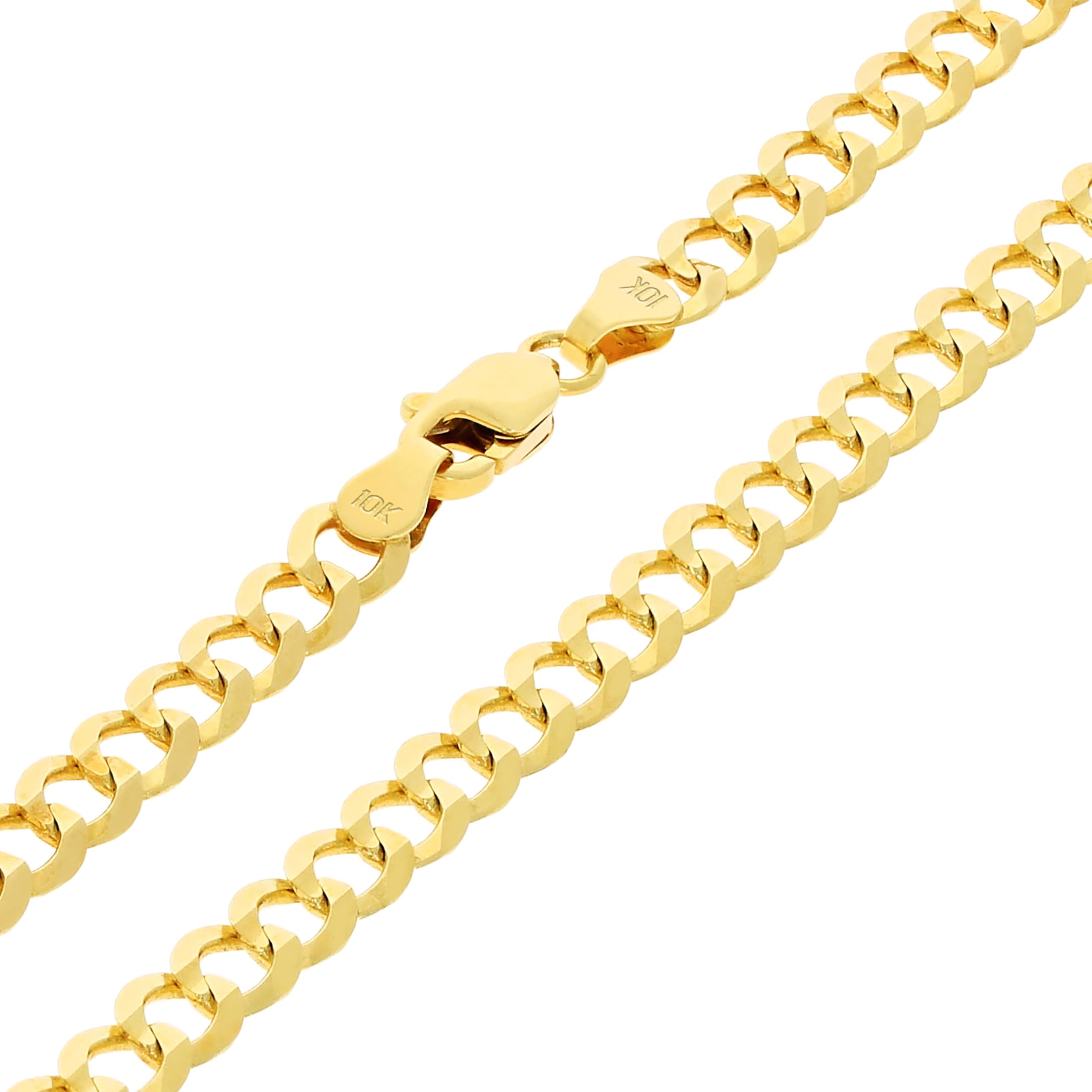 Nuragold 10k Yellow Gold 5mm Solid Cuban Curb Link Chain Bracelet, Mens Womens Jewelry 7" 7.5" 8" 8.5" 9"