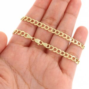 Nuragold 10k Yellow Gold 5mm Solid Cuban Curb Link Chain Bracelet, Mens Womens Jewelry 7" 7.5" 8" 8.5" 9"