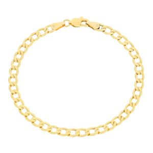 nuragold 10k yellow gold 4.5mm cuban curb link chain bracelet, mens womens jewelry 7" 7.5" 8" 8.5" 9"