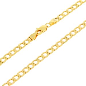 nuragold 10k yellow gold 4.5mm cuban curb link chain pendant necklace, mens womens jewelry 16" 18" 20" 22" 24" 26" 28" 30"