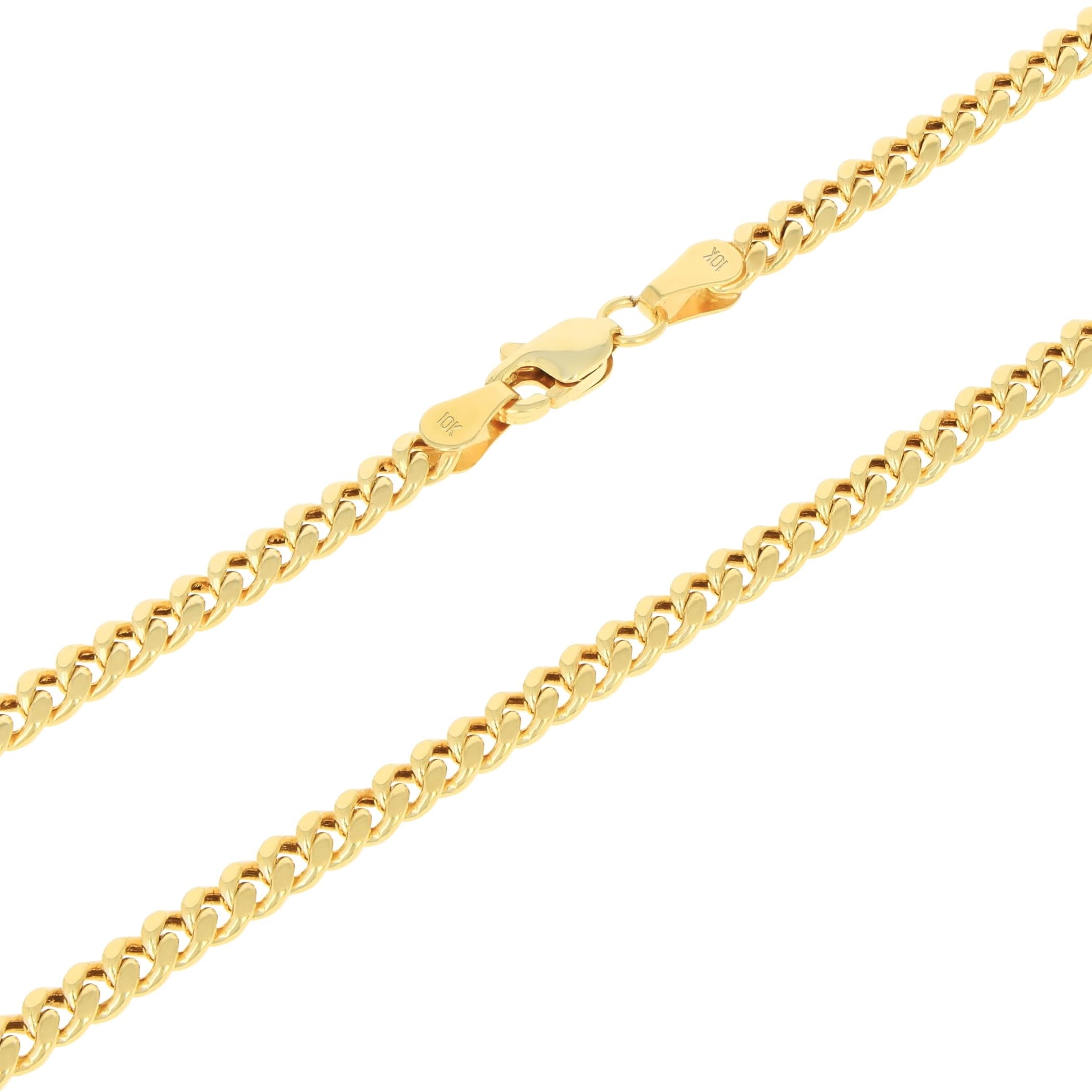 Nuragold 10k Yellow Gold 4mm Miami Cuban Link Chain Bracelet, Mens Womens Jewelry 7" 7.5" 8" 8.5" 9"