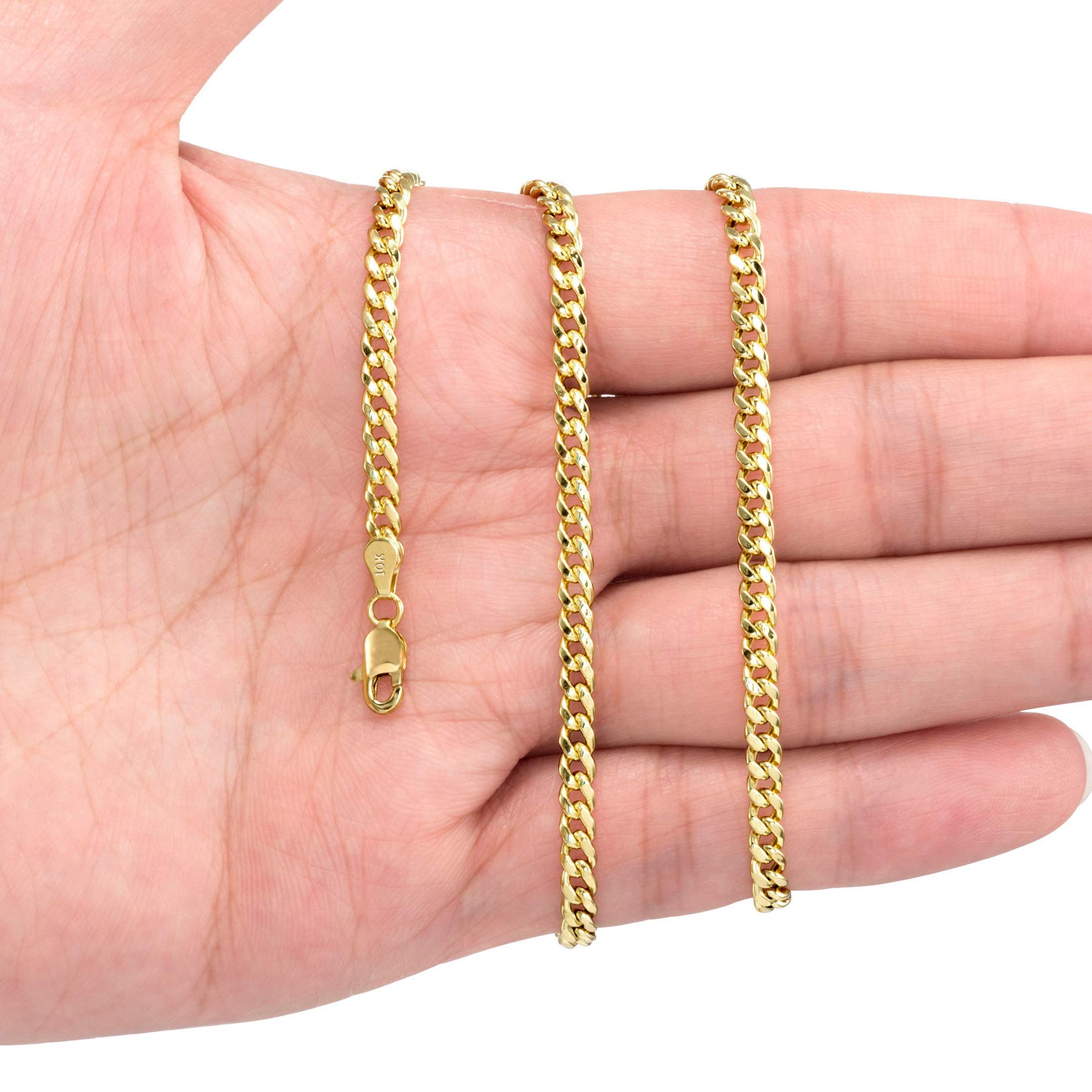 Nuragold 10k Yellow Gold 4mm Miami Cuban Link Chain Bracelet, Mens Womens Jewelry 7" 7.5" 8" 8.5" 9"