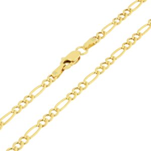 nuragold 10k yellow gold 2.5mm figaro chain link pendant necklace, mens womens jewelry 16" 18" 20" 22" 24" 26"