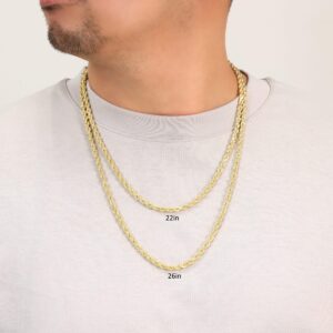 Nuragold 10k Yellow Gold 5mm Rope Chain Diamond Cut Necklace, Mens Womens Jewelry 16" 18" 20" 22" 24" 26" 28" 30"