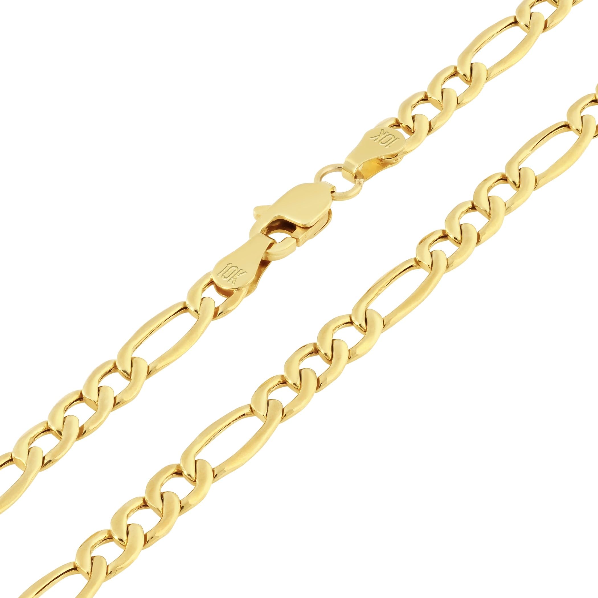 Nuragold 10k Yellow Gold 4.5mm Figaro Chain Link Pendant Necklace, Mens Womens Jewelry 16" 18" 20" 22" 24" 26" 28" 30"