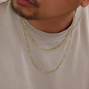 Nuragold 10k Yellow Gold 4.5mm Figaro Chain Link Pendant Necklace, Mens Womens Jewelry 16" 18" 20" 22" 24" 26" 28" 30"