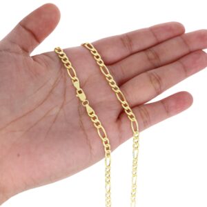 Nuragold 10k Yellow Gold 4.5mm Figaro Chain Link Pendant Necklace, Mens Womens Jewelry 16" 18" 20" 22" 24" 26" 28" 30"